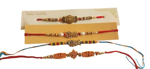Buy BANITHANI Multicolor Traditional Rakhi Combo Brass Thali Set (Pack ...
