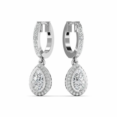Buy FIERY FLAIR Sterling Silver Pear Shaped Women's Hoop Earrings ...