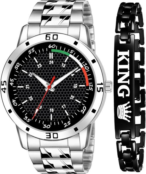 Buy Crab Analog Black Dial Silver Strap Watch With Bracelet For Men ...