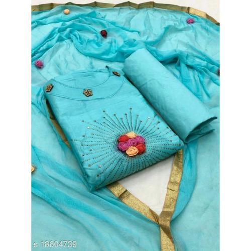 Buy GURHAL Embroidered Cotton Unstitched Dress Material Blue Online at ...