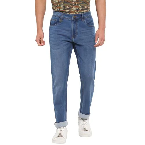 Buy Red Chief Narrow Poly Cotton Lycra Blue Solid Casual Jeans For Men ...