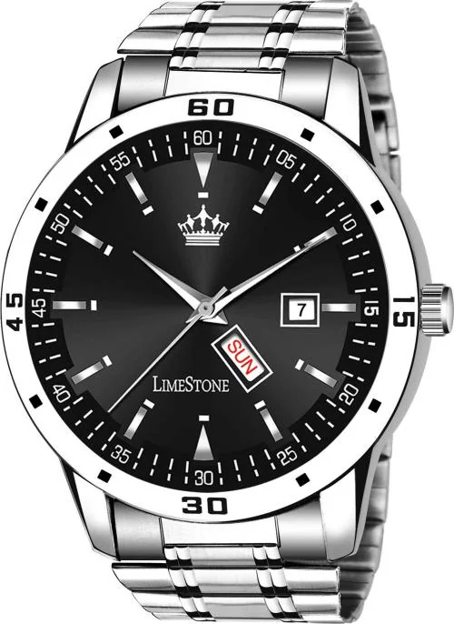 Buy LIMESTONE Analog Black Dial Silver Strap Watch For Men (LS3032 ...