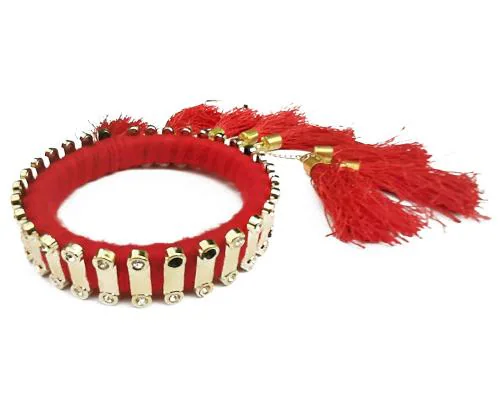Buy Forty Wings Red Golden Bangle Lumba Rakhi For Bhabhi, Bracelet ...