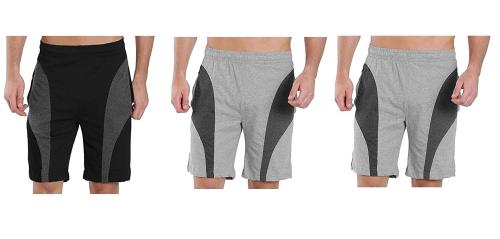 Buy 00RA WITH AS LOGO Men Black, Grey Cotton Pack Of 3 Sports Shorts ...
