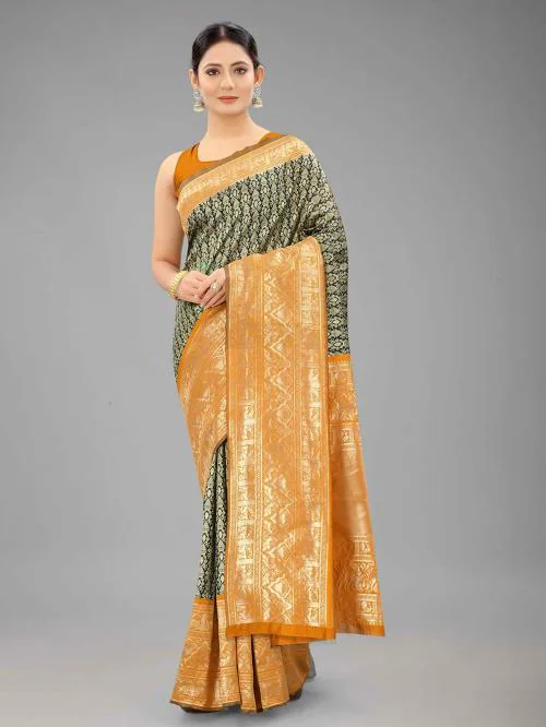 Buy Silk Land Women Black Woven Design Pure Silk Saree ( One Size) Online at Best Prices in ...