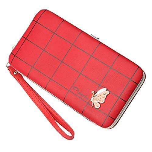 Buy BANQLYN Red Leather and Polyester Line Korean Butterfly Wallet with ...