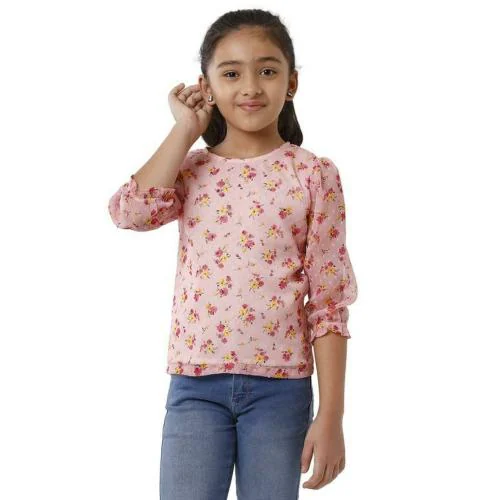 Buy De Moza Girls Light Pink Printed Top - 4 to 5 Years Online at Best ...