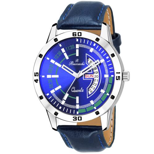 Buy Buccachi Round Blue Dial Day & Date Functioning Blue Synthetic ...