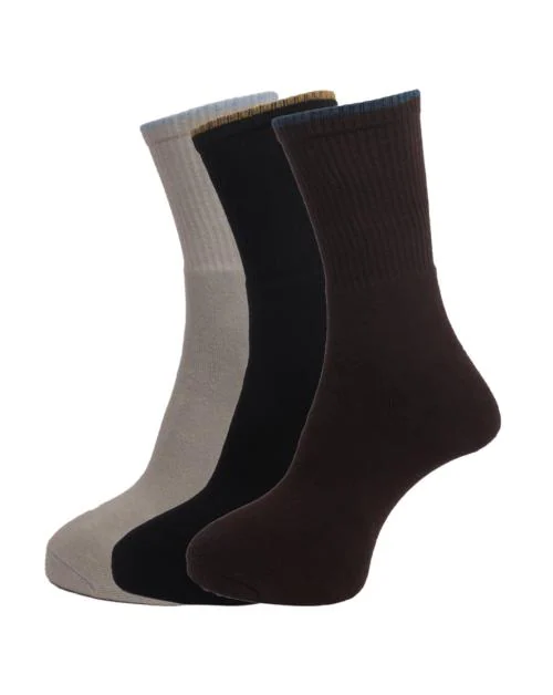 Buy DOLLAR Men's Multicolor Solid Cotton Blend Pack of 3 Full-length ...