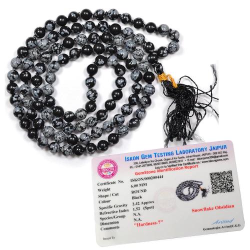 Reiki Crystal Products Black Crystal Snow Flake Obsidian Stone Mala ...