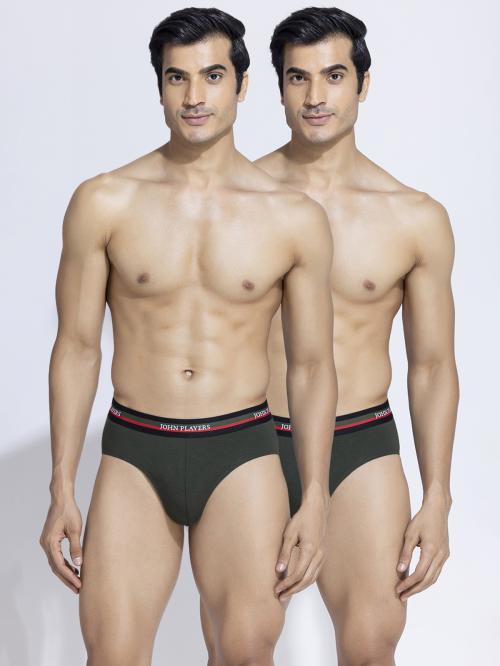 Buy Pack of 2 John Players Classic Cotton Briefs in Dark Green Online at Best Prices in India ...