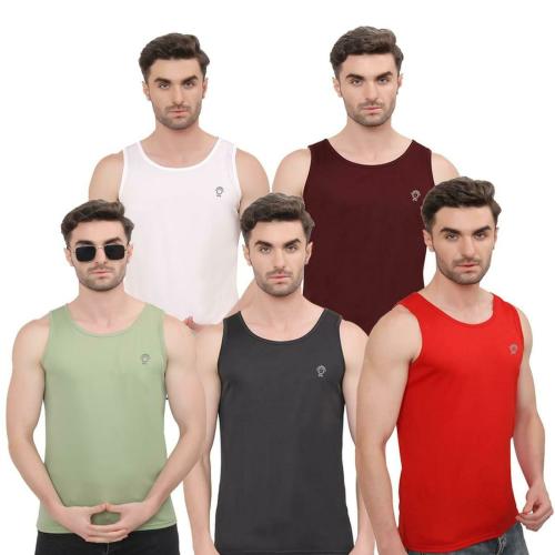 Buy CLOTHINK HUB Multicolour Solid Poly Blend Standard Length Vest ...
