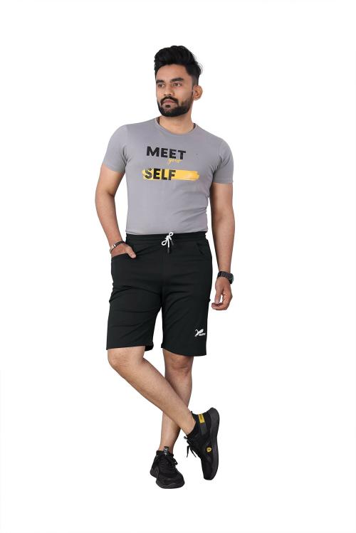 Buy KaBaaT Men Black Polyester Blend Regular Shorts (Xl) Online at Best ...