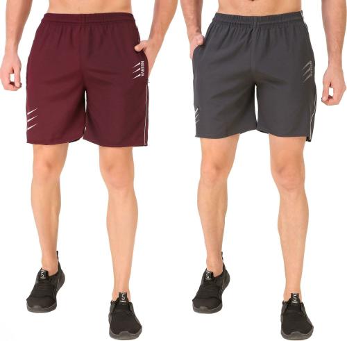 Buy SELLPOINT Men Grey and Maroon Solid Polyester Blend Boxers (Pack of ...