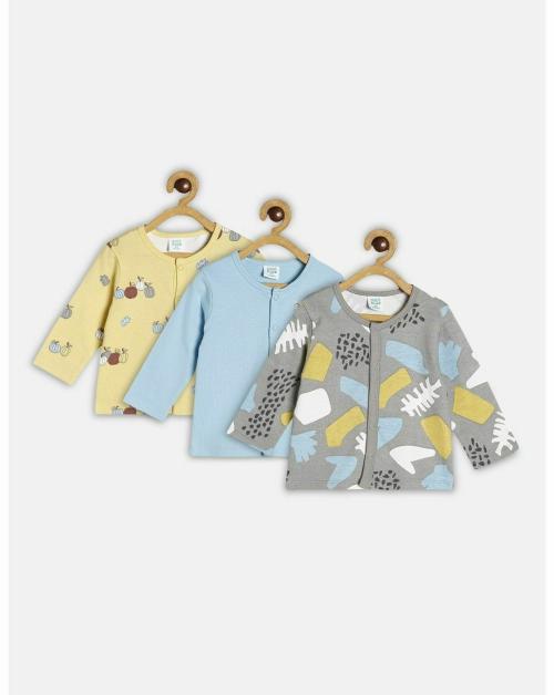 Buy MINI KLUB New Born Boys Multi Cotton Front Open Vest Online at Best ...