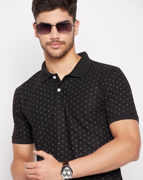 Buy RISS Men's Cotton Half Sleeves Printed Polo T-shirt Online at Best ...
