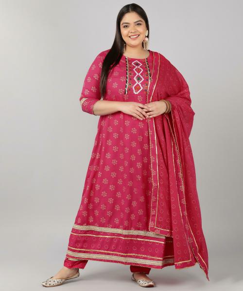 Buy Pikasha Women Pink Printed Rayon Ethnic Sets Online at Best Prices ...