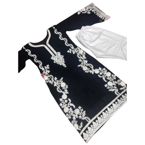 Buy snizvi Lucknow Chikankari Hand Embroidered Georgette Kurti for ...