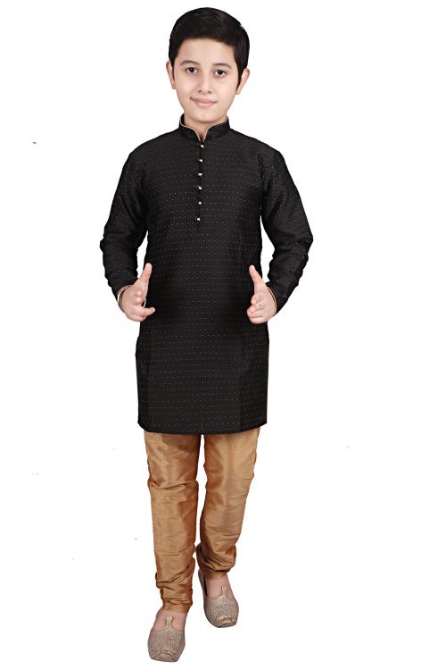 Buy Pro-Ethic Style Developer Ethnic Wear Silk Black Kurta Pyjama Set ...