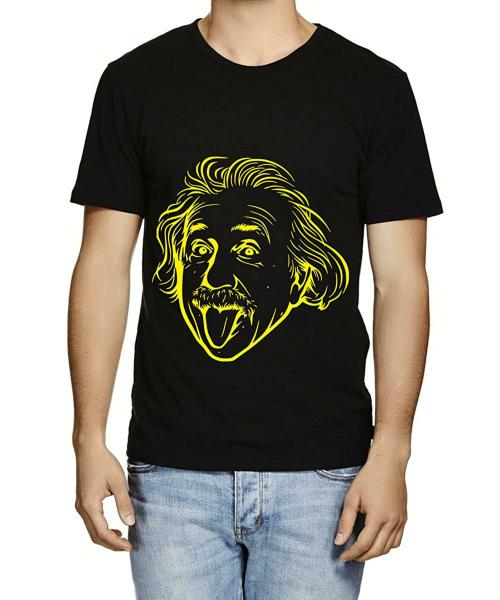 Buy Caseria Men Black Lol Einstein Printed Graphic Cotton T-Shirt (M ...