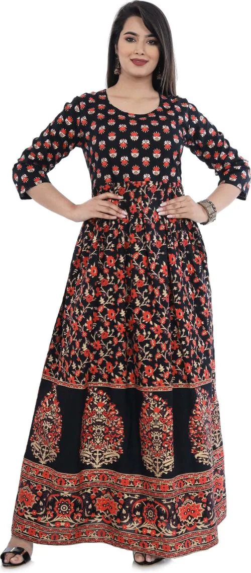 Buy Piroya Women Multicolor Viscose Anarkali Kurta (M) Online at Best ...