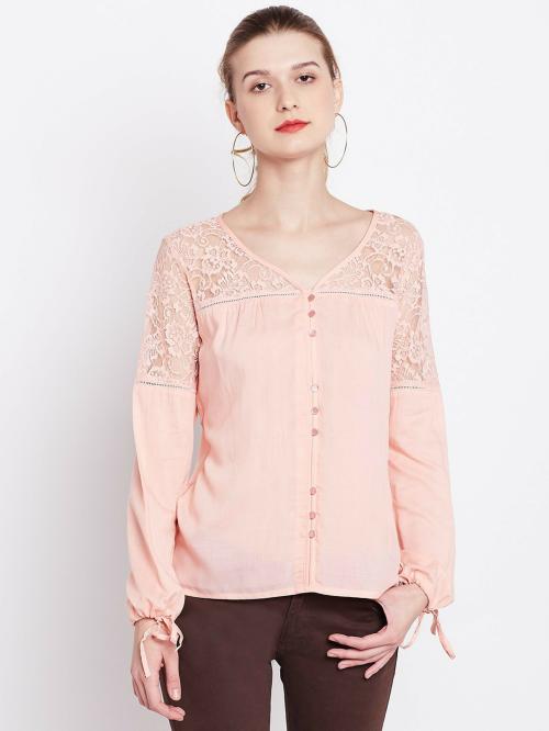 Buy Rare Women Pink Self Design Top Online at Best Prices in India ...