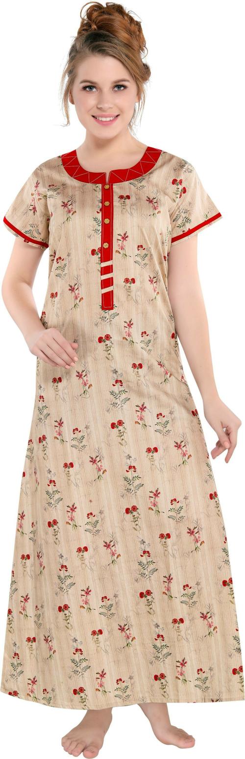 Buy Pearl Night Wears Womens Red Cotton Nighty - Large Online at Best ...