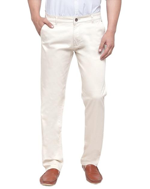 Buy Ben Martin Men'S Regular Fit Cream Cotton Trouser Online at Best ...