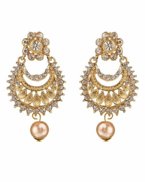 Buy Kord Store Attractive Leaf Design White Stone Gold Plated Chand ...