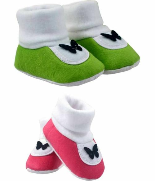 Buy BASICS21 Baby Girls And Baby Boys Pink Soft Base Booties Online at ...