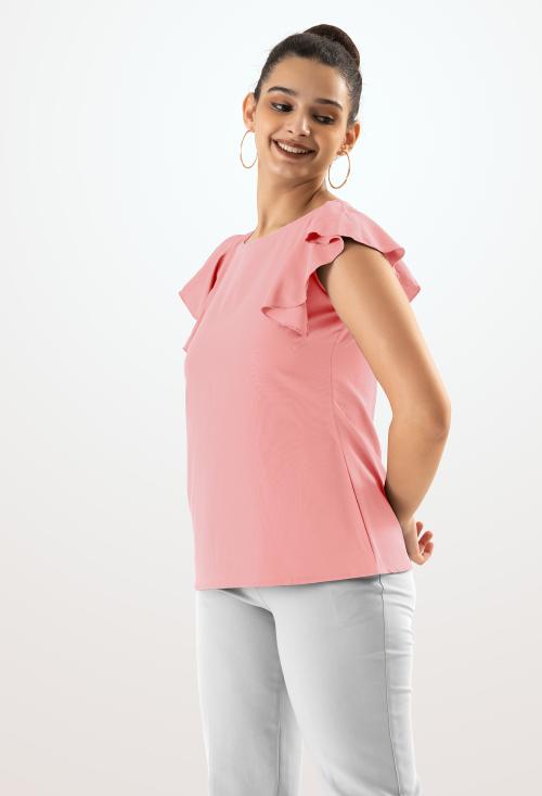 Buy AASK Solid & Plain Crape Pink Color top Online at Best Prices in ...