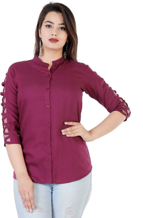 Buy Fab Star Women Pink Solid Viscose Rayon Tops Online at Best Prices ...