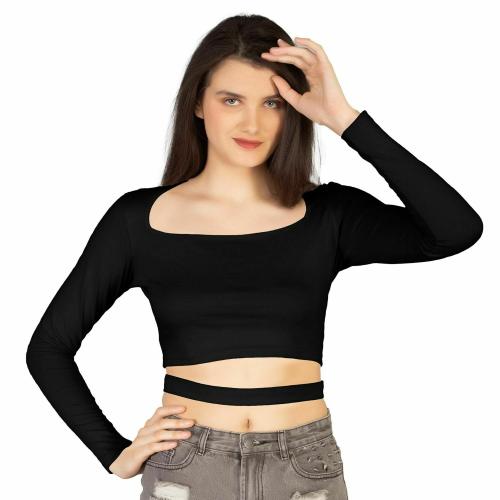 Buy Ad2Cart Women Black Cotton Va4394 Triangle Neck Crop Top (Xs ...