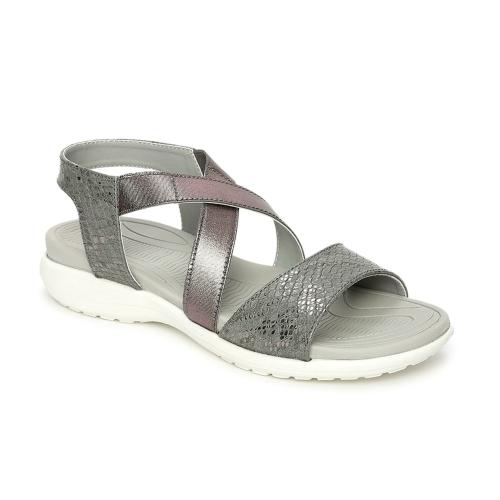Buy Marc Loire Women Grey Embellised Cross Strap Flats Online at Best ...