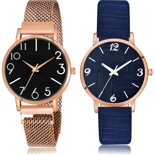 Buy TIMENTER Classical Present Magnet Chain And Girls Watch Rose Gold ...