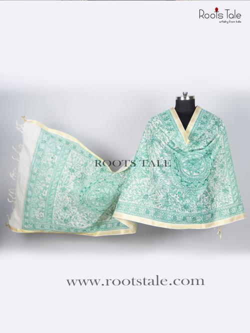 Buy ROOTS TALE BEIGE MADHUBANI HANDLOOM SILK DUPATTA Online at Best Prices in India - JioMart.