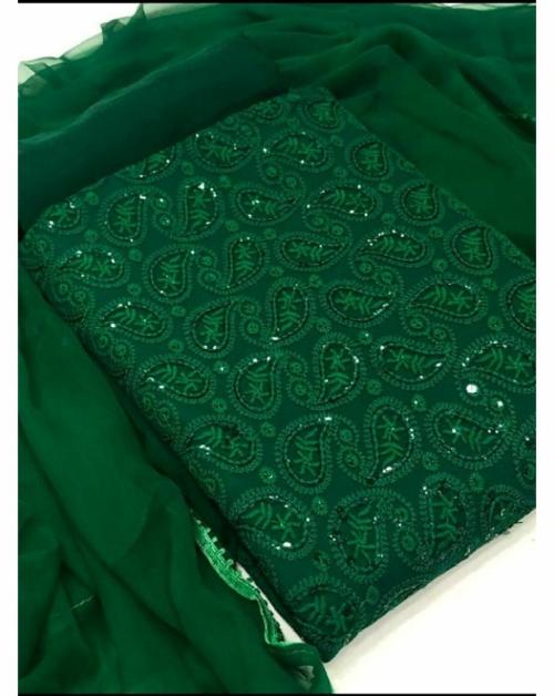 Buy ICCIT FAL Women Green Embroidered Georgette Salwar Suit Material ...