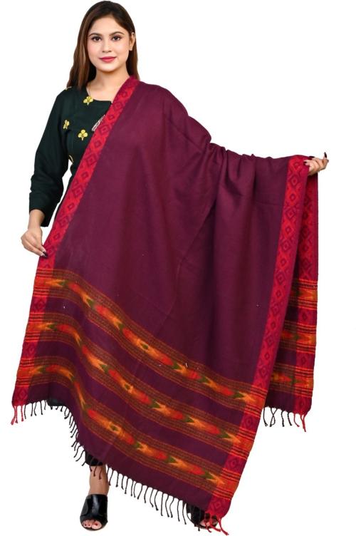 Buy FusFus Women Purple Woven Wool Shawl - Free Size Online at Best ...