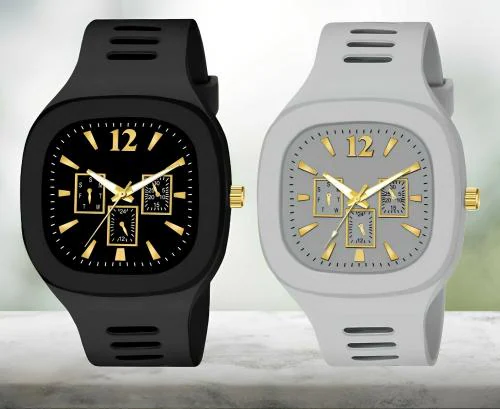 Buy LOIS CARON LCS-9064 Combo Of 2 Watches Square Dial White and Grey ...