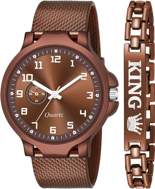Buy CRAB Analog Brown Watch And Bracelet Combo Men and Boys Online at ...