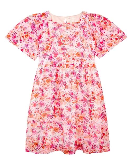Buy Budding Bees Girls All Over Floral Georgette Dress-Pink Online at Best Prices in India ...