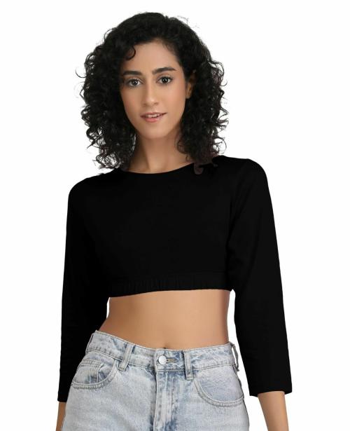 Buy AD2CART A4272 Women Deep Square Neck 3/4Sleeve Stylish Crop Top for ...