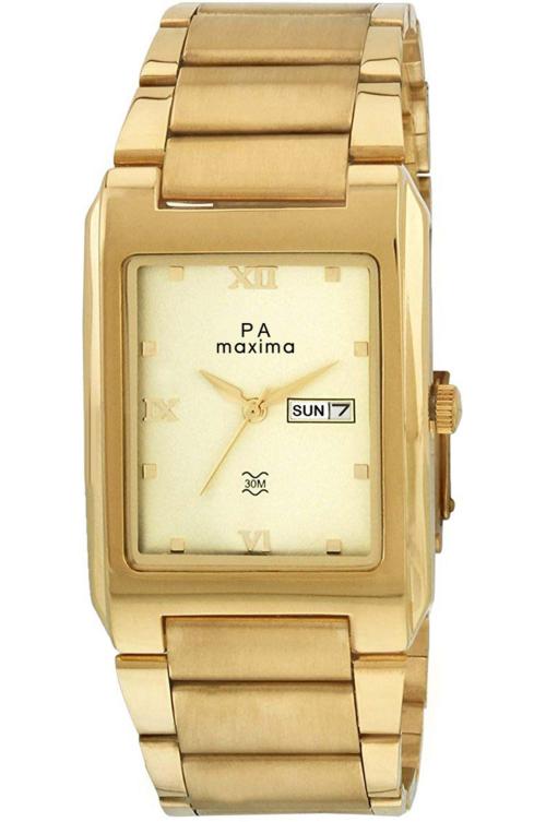 Buy Maxima Analog Gold Dial Gold Strap Watch For Men (22182CMGY) Online ...