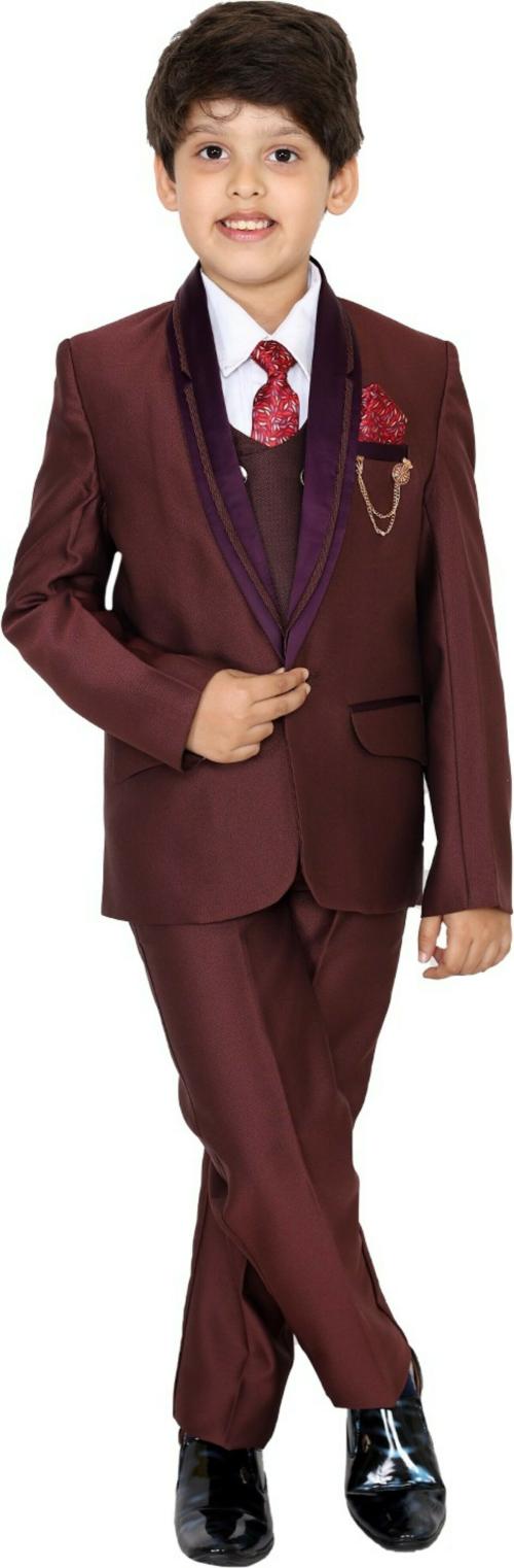 Buy Fourfolds Boys Maroon Polyester set Online at Best Prices in India ...