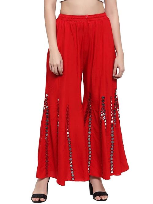 Buy Atlara Women Red Sitara Art Work Rayon Palazzo - XXXL Online at Best Prices in India - JioMart.