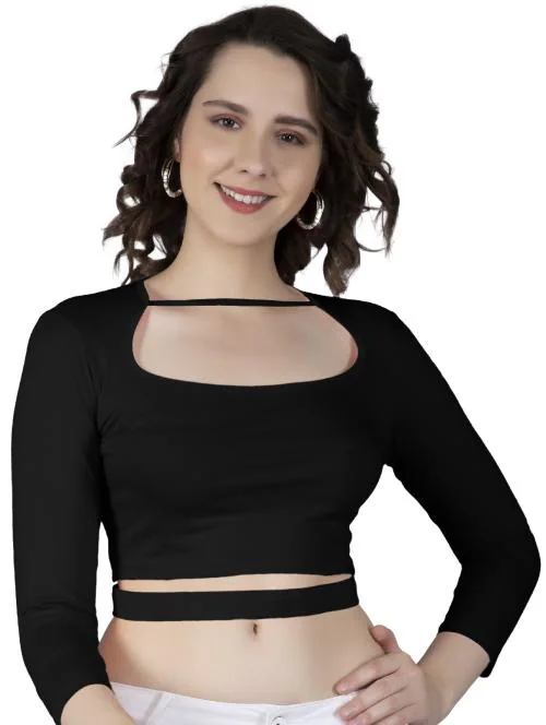 Buy AD2CART VA4485 Womens pot Neck 3/4 sleeve crop top Online at Best ...
