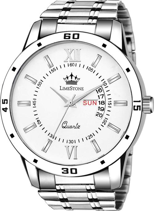 LIMESTONE Analog White Dial Silver Strap Watch For Men (LS2856) - JioMart