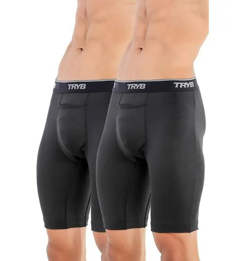 Buy TRYB Mens Compression Shorts Long Leg Performance Underwear Spandex Running Workout Athletic ...