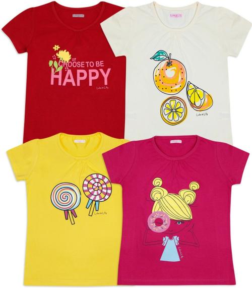 Buy Luke and Lilly pack of 4 Girls Half Sleeve Tshirt Online at Best ...