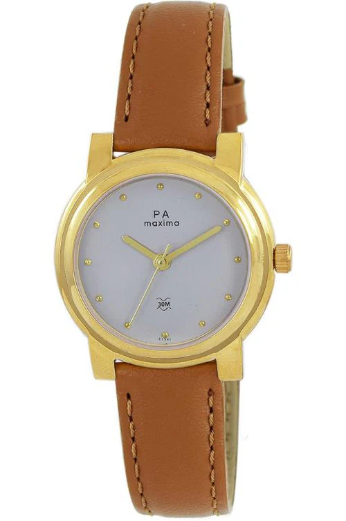 Buy Maxima Analog White Dial Brown Strap Watch For Women (57580LMLY ...